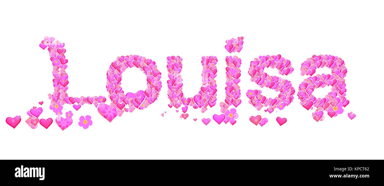 Name set with hearts decorative lettering type design Stock Photo - Alamy