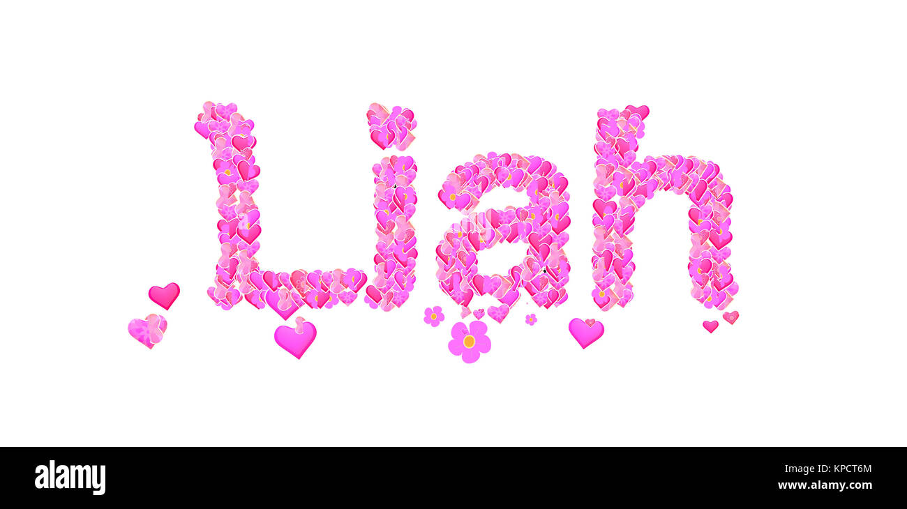 Name set with hearts decorative lettering type design Stock Photo - Alamy