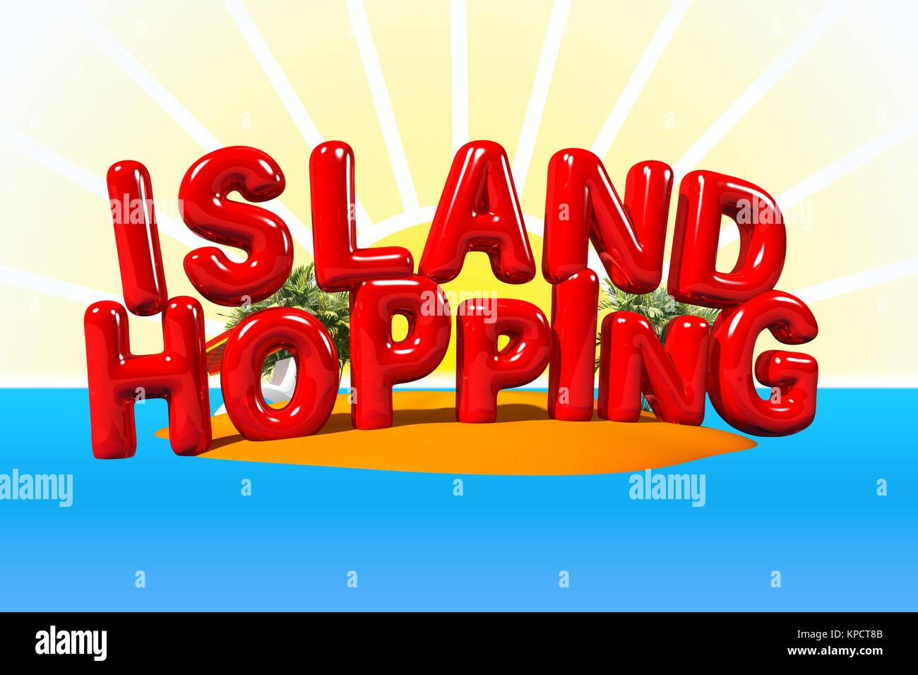 Island Hopping in big Letters on Island, 3D Illustration Stock Photo ...