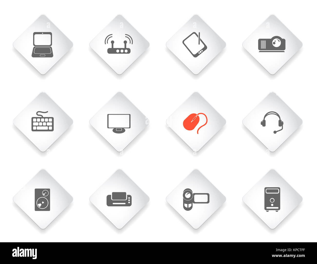 Computer equipment simple vector icons Stock Photo - Alamy
