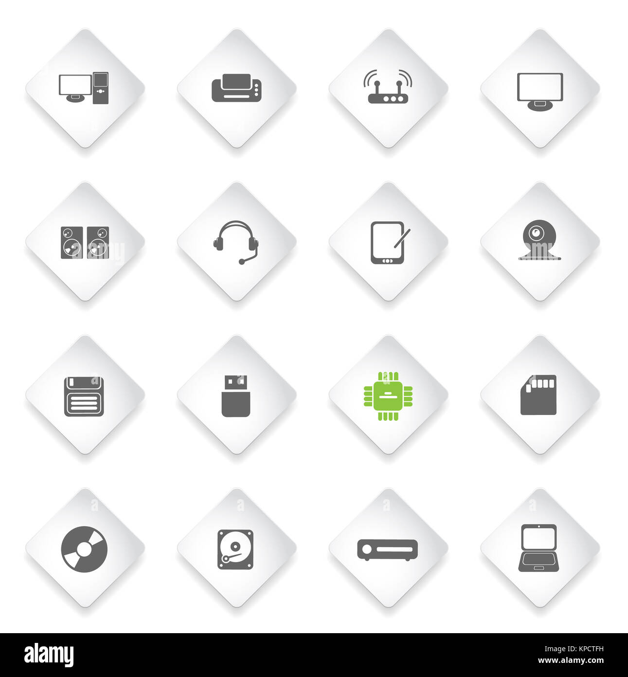 Computer equipment simple vector icons Stock Photo - Alamy