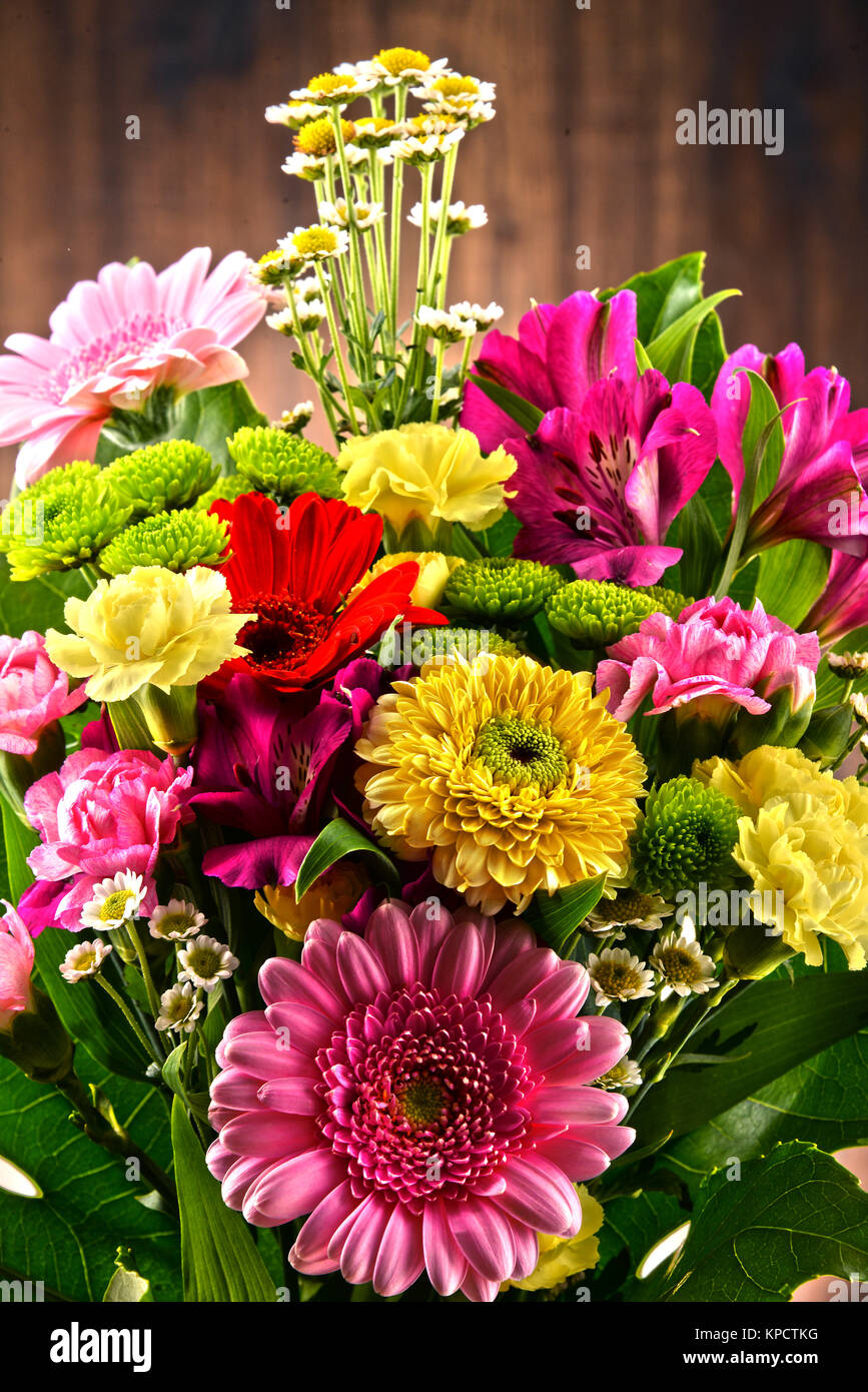 Composition with bouquet of flowers Stock Photo - Alamy