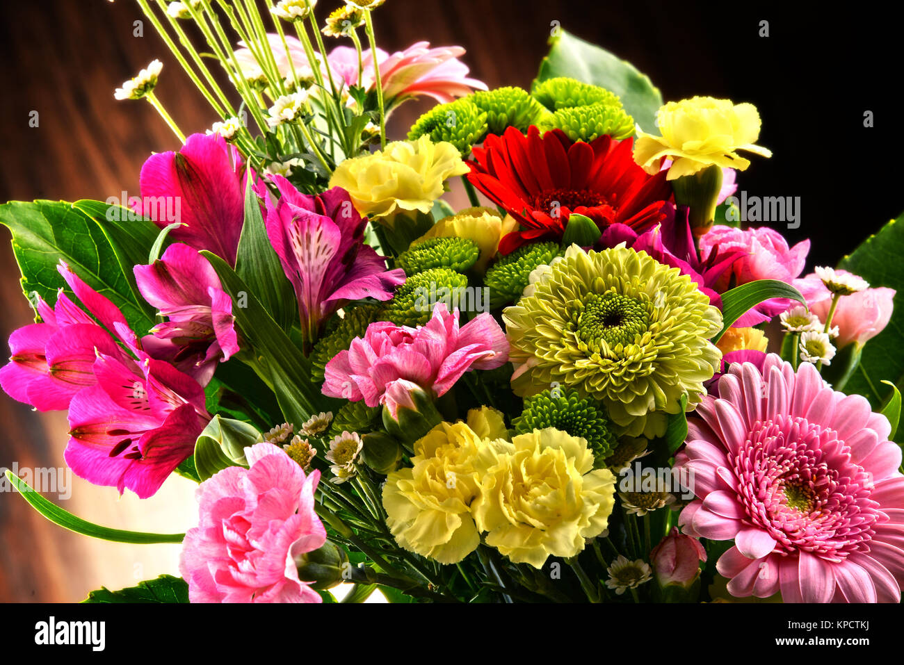 Composition with bouquet of flowers Stock Photo - Alamy