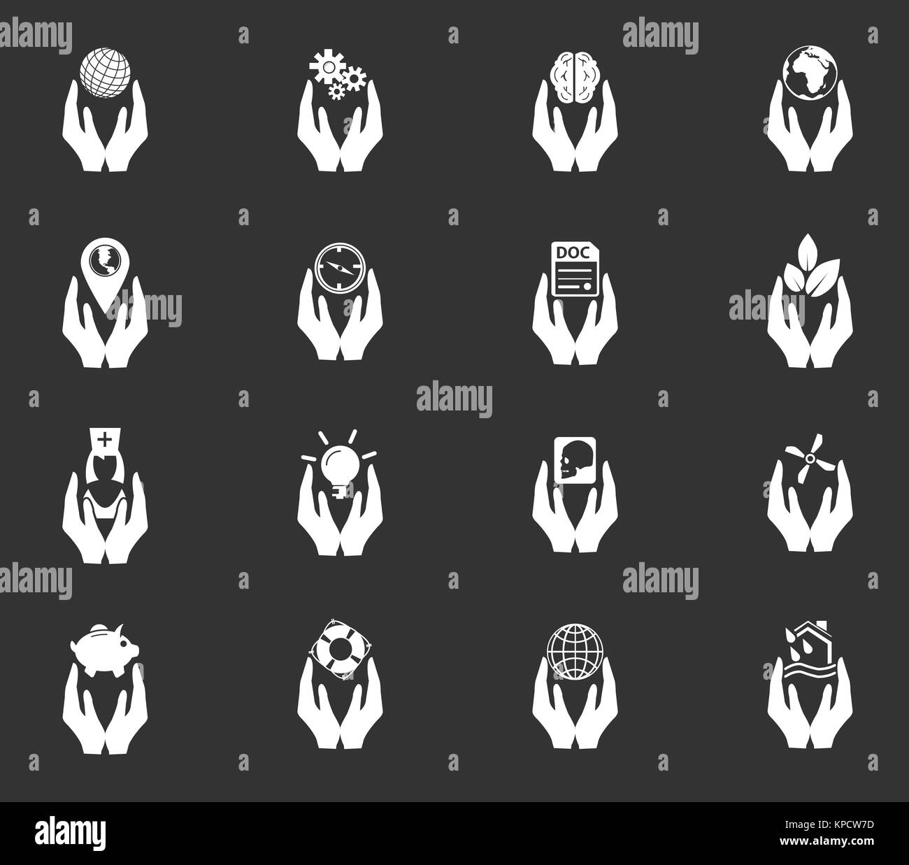 Insurance hands icons Stock Photo - Alamy