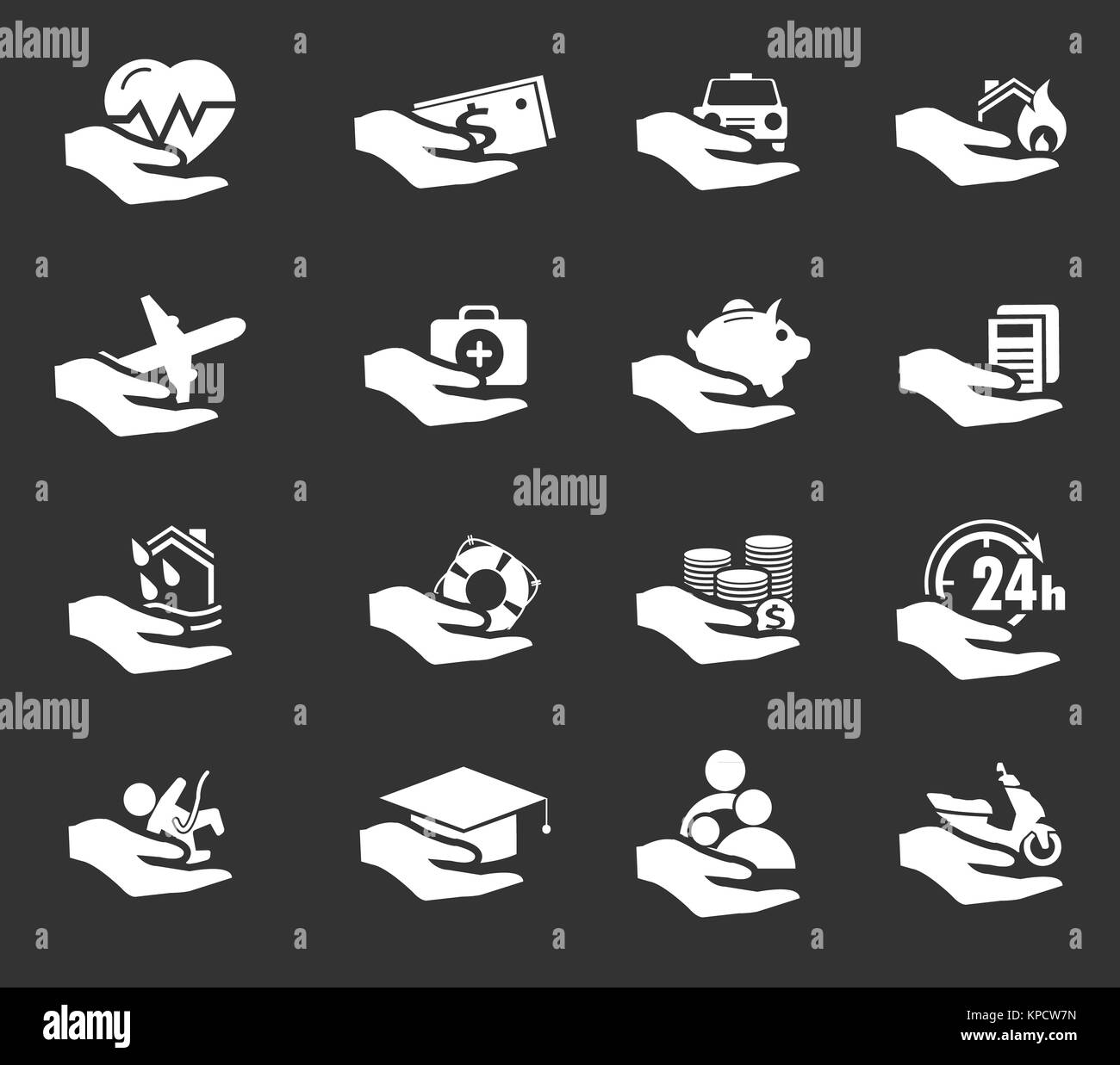 Insurance hands icons Stock Photo - Alamy