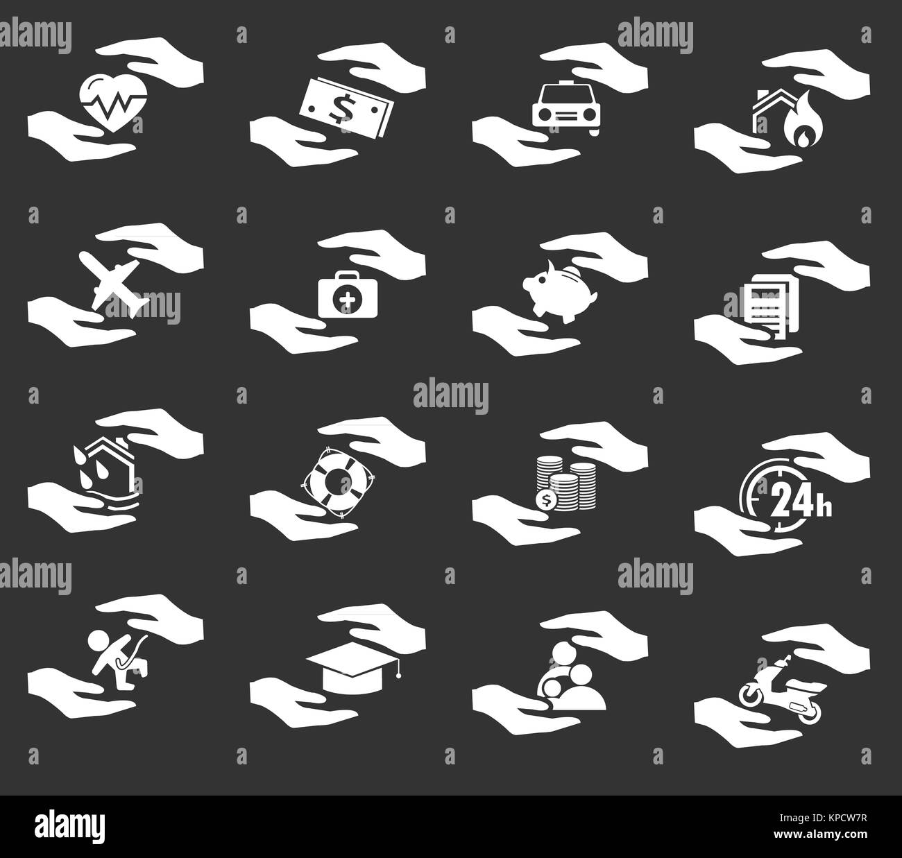 Insurance hands icons Stock Photo - Alamy