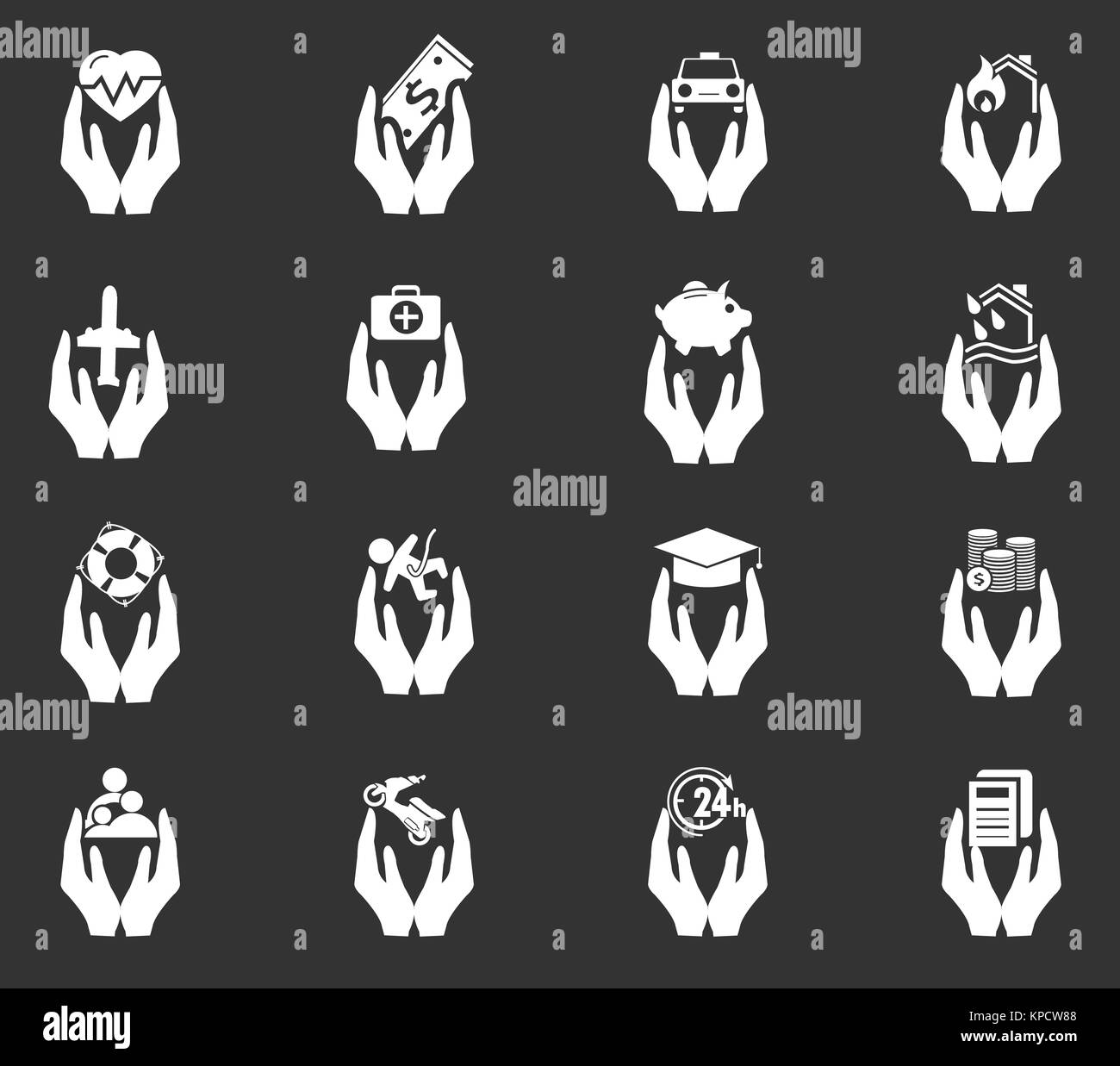 Insurance hands icons Stock Photo - Alamy