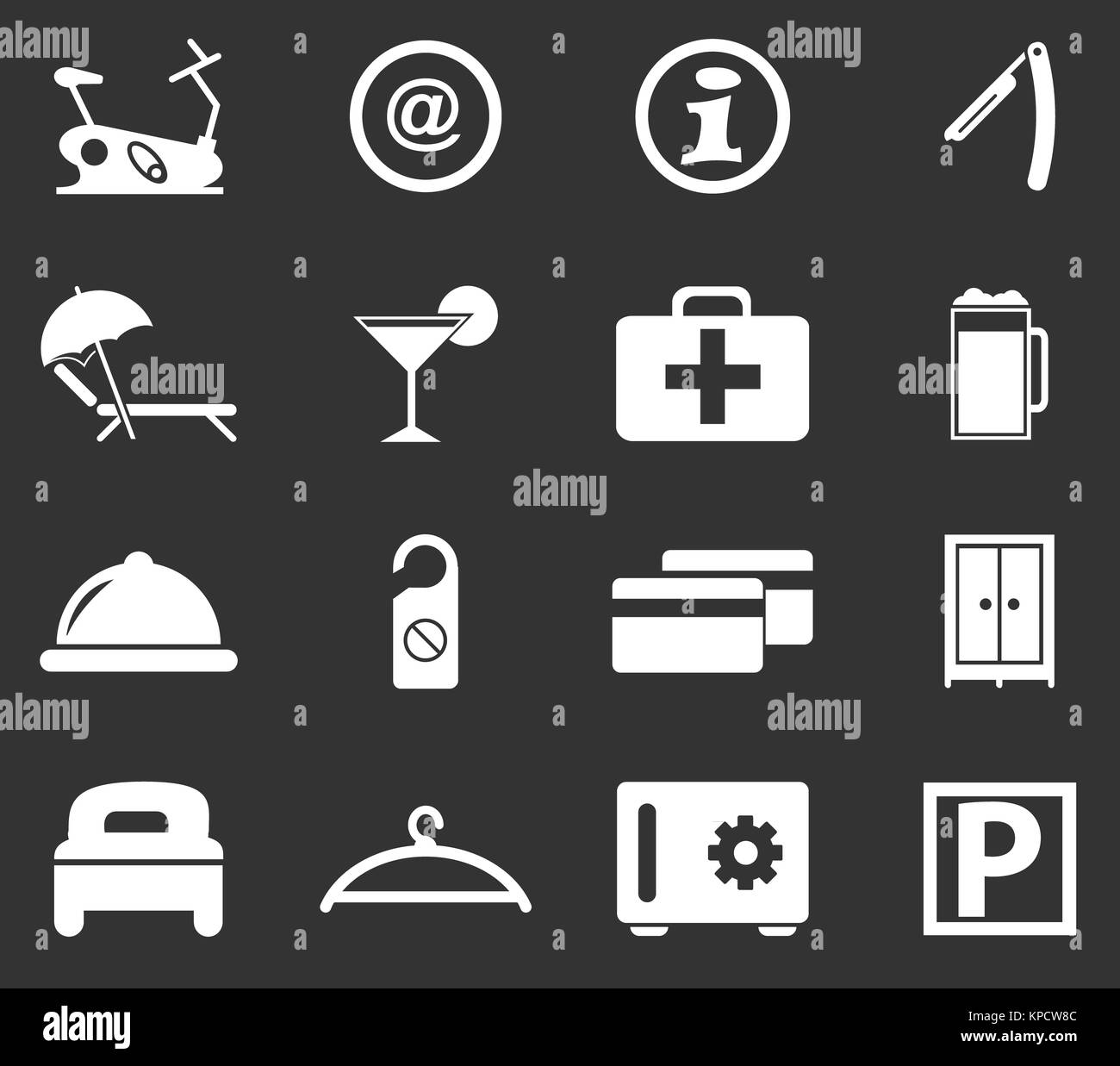 Hotel room icons set Stock Photo - Alamy