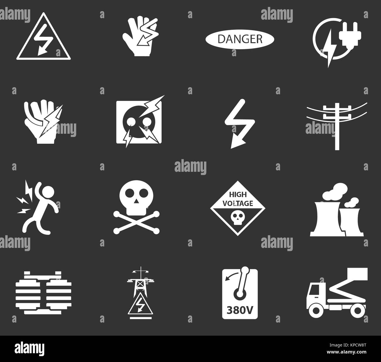 High voltage icons set Stock Photo - Alamy