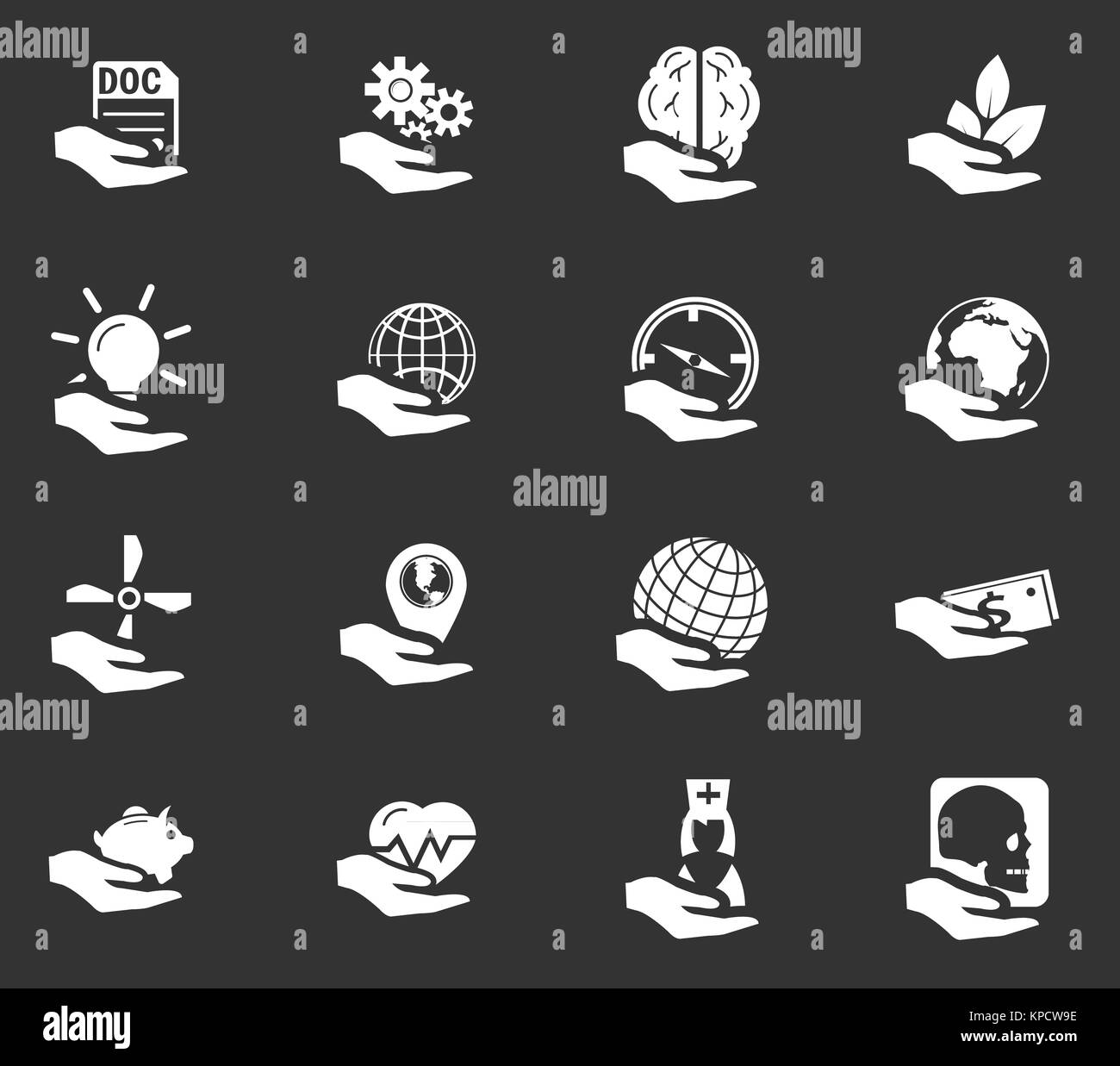 Insurance hands icons Stock Photo - Alamy