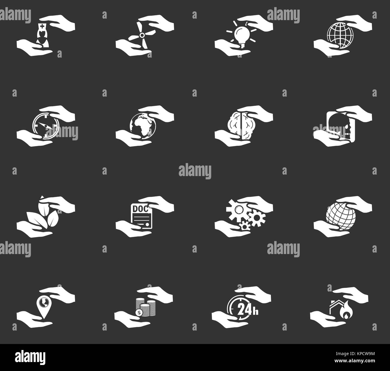 Insurance hands icons Stock Photo - Alamy