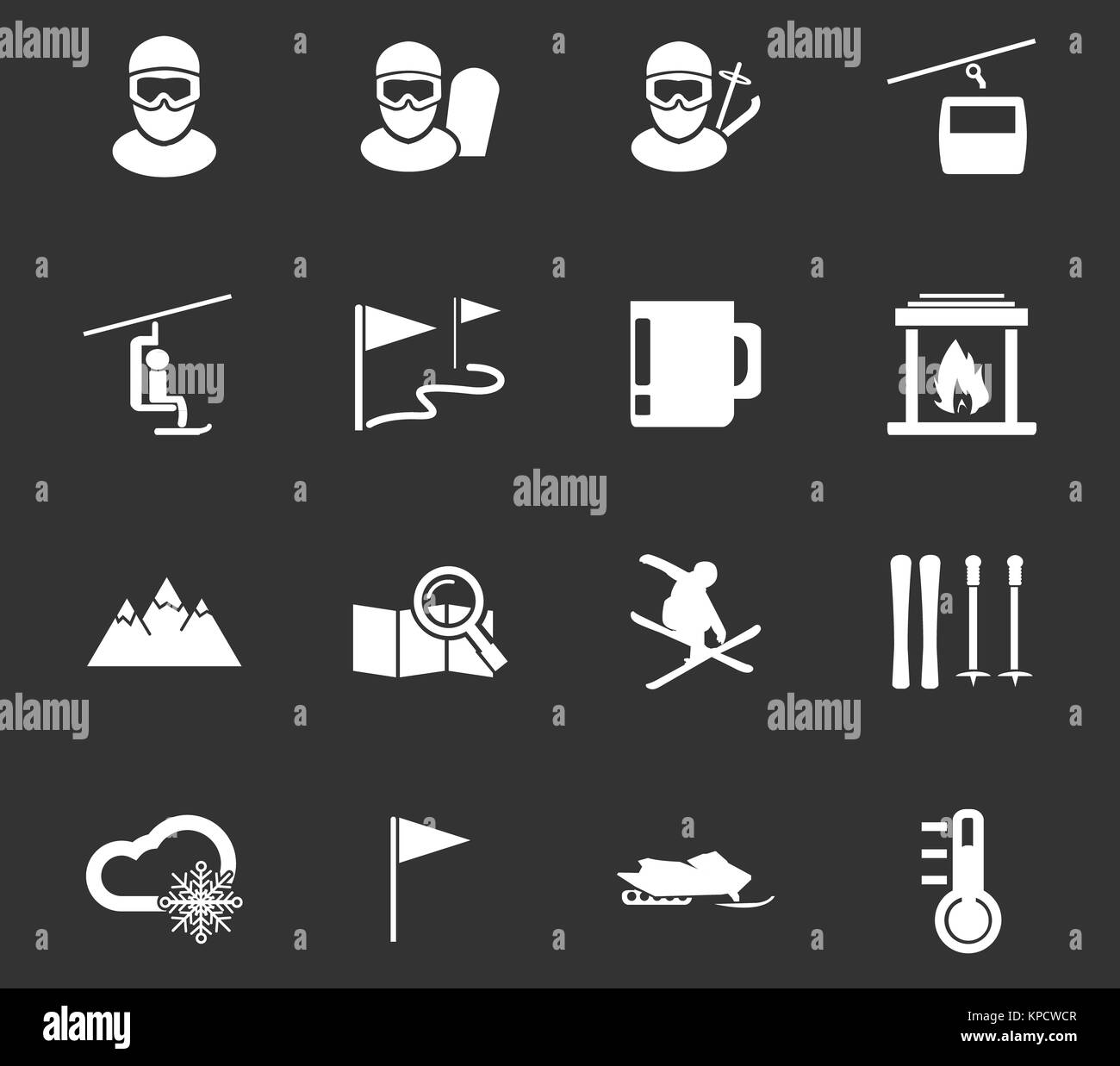 Skiing icon set Stock Photo - Alamy