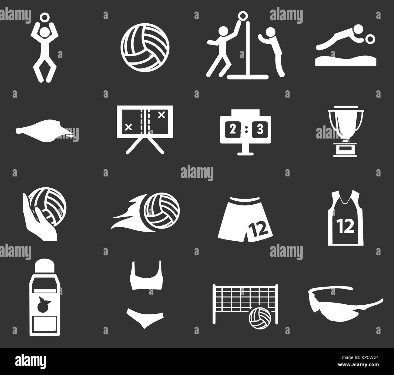 Volleyball icon set Stock Photo - Alamy