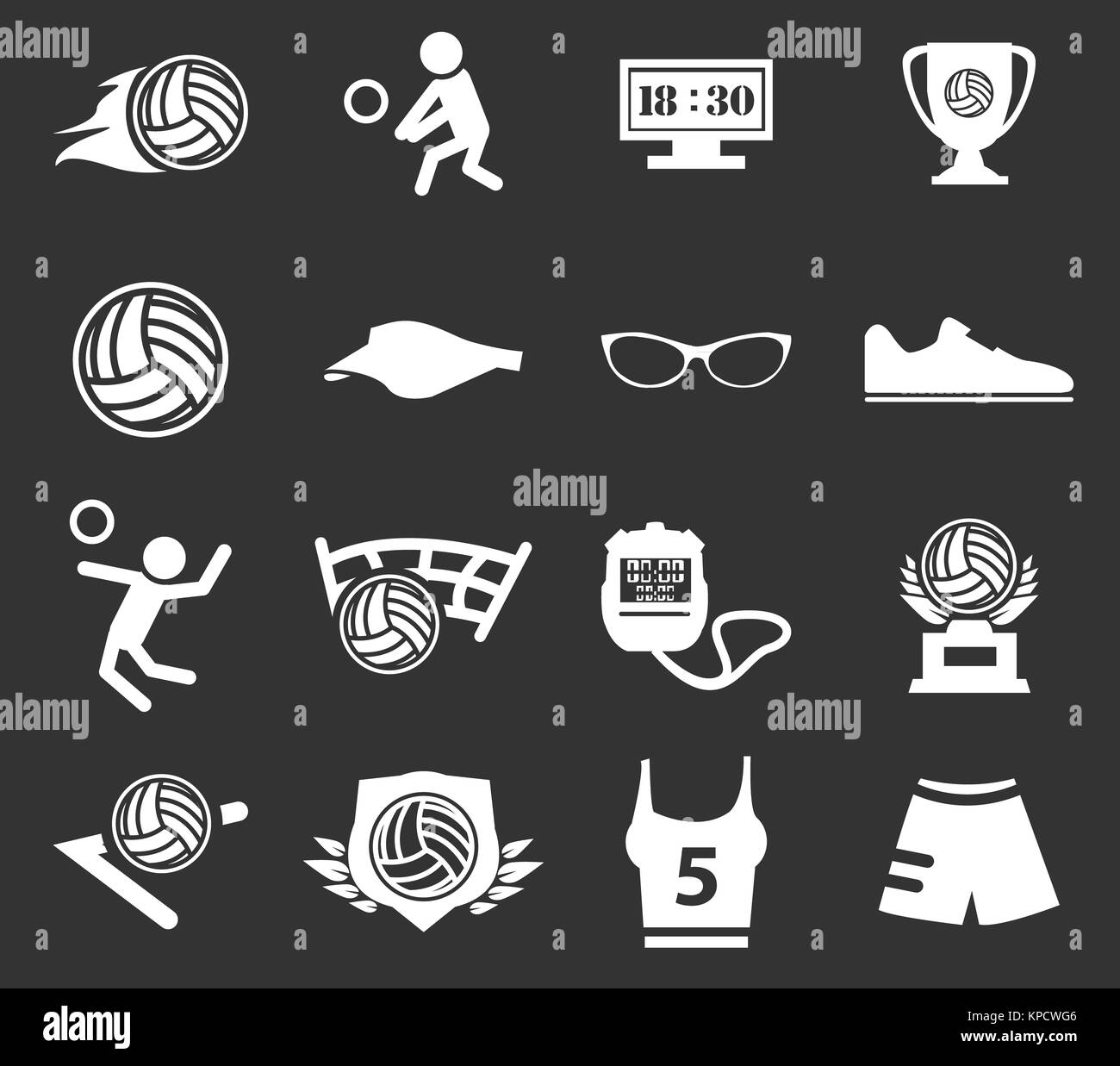 Volleyball icon set Stock Photo - Alamy