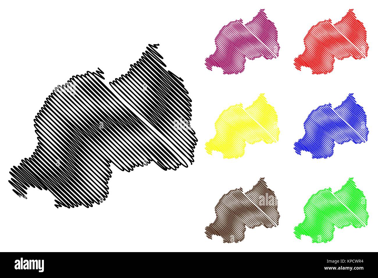 Rwanda map vector illustration, scribble sketch Republic of Rwanda ...