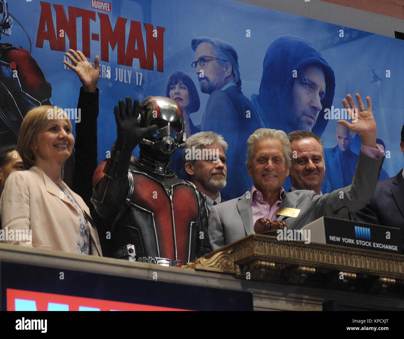 NEW YORK, NY - JULY 13: Ant-Man, Michael Douglas and NYSE Head of ...