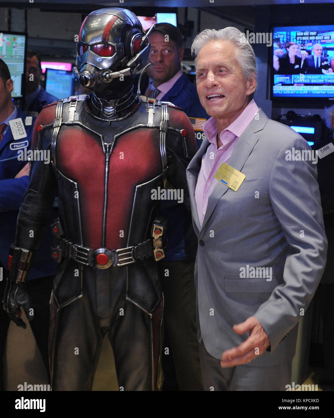NEW YORK, NY - JULY 13: Ant-Man, Michael Douglas and NYSE Head of ...