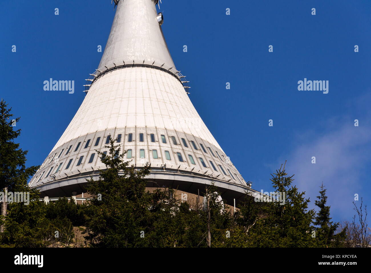 Jested tower, telecommunication transmitter on Jested Mountain, Liberec ...