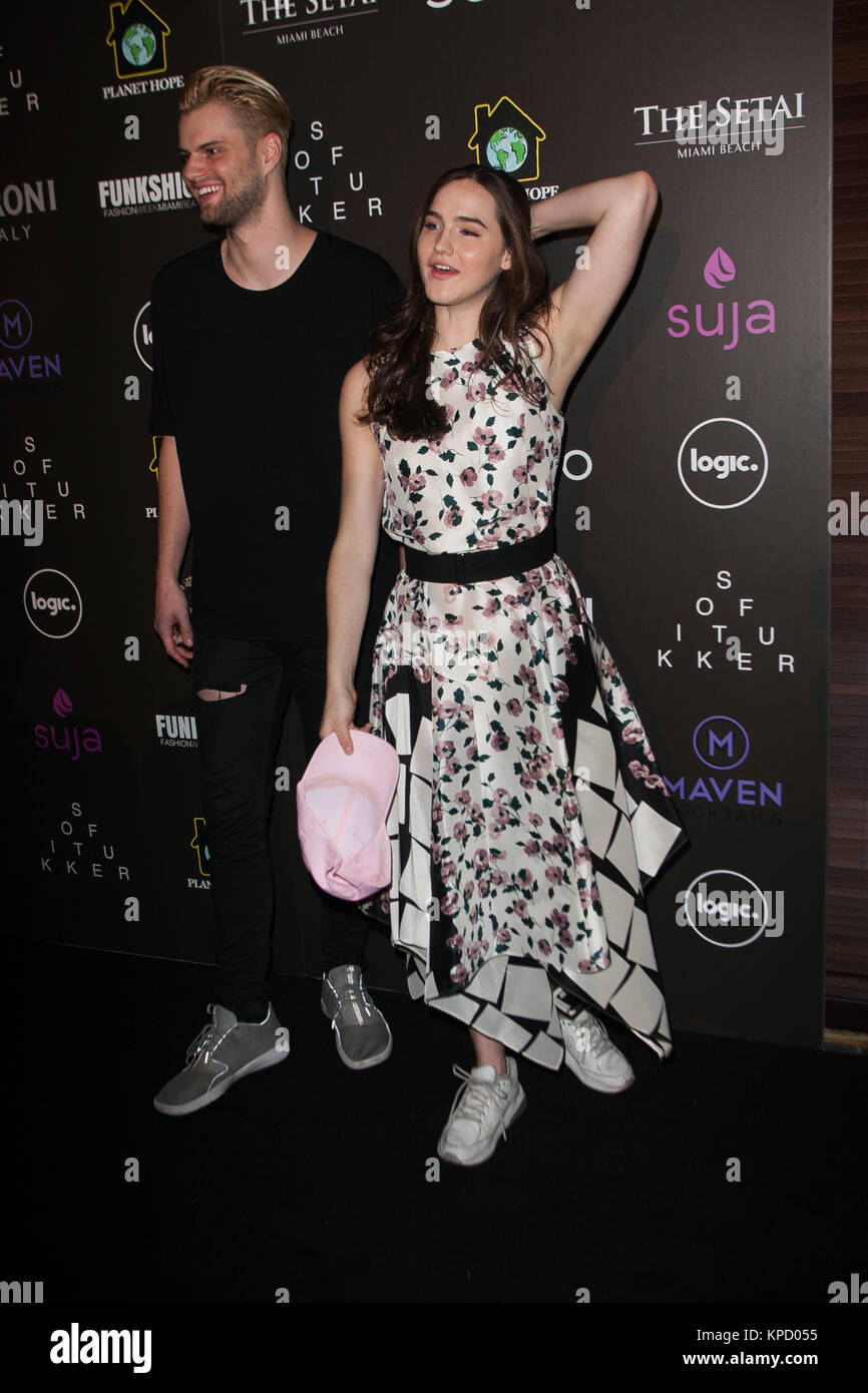MIAMI BEACH, FL - NOVEMBER 06: Sophie Hawley-Weld, Tucker Halpern seen ...