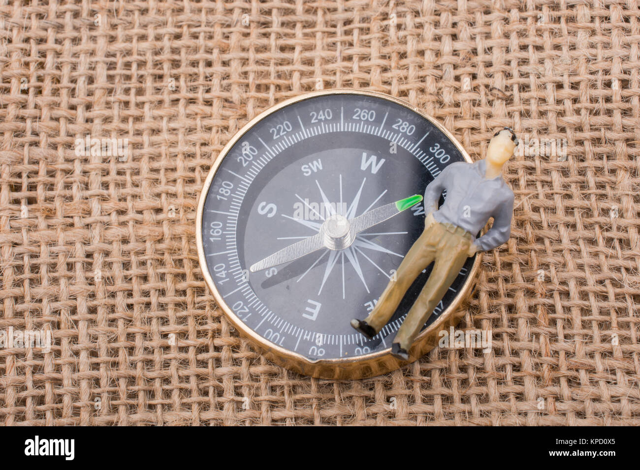 the compass instrument placed on linen canvas Stock Photo - Alamy
