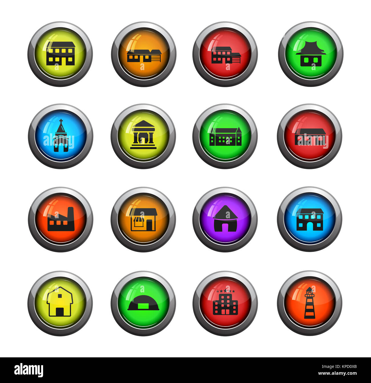 Buildings icons set Stock Photo - Alamy