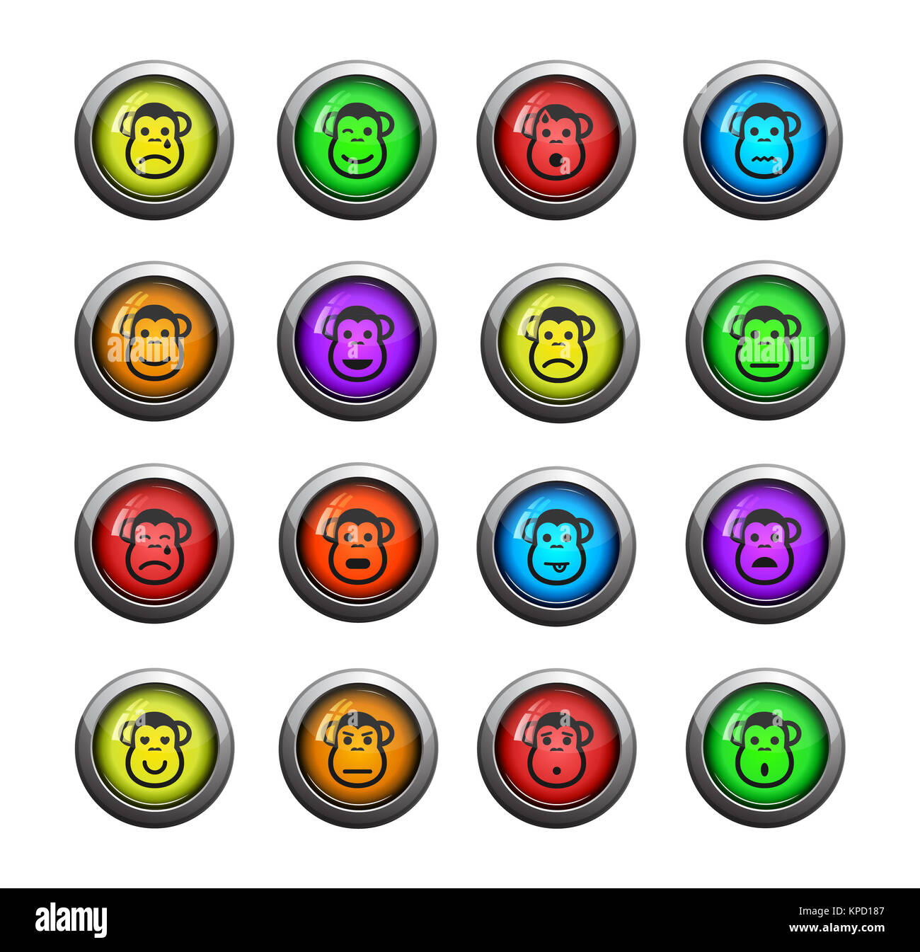 Monkey emotions simply icons Stock Photo - Alamy
