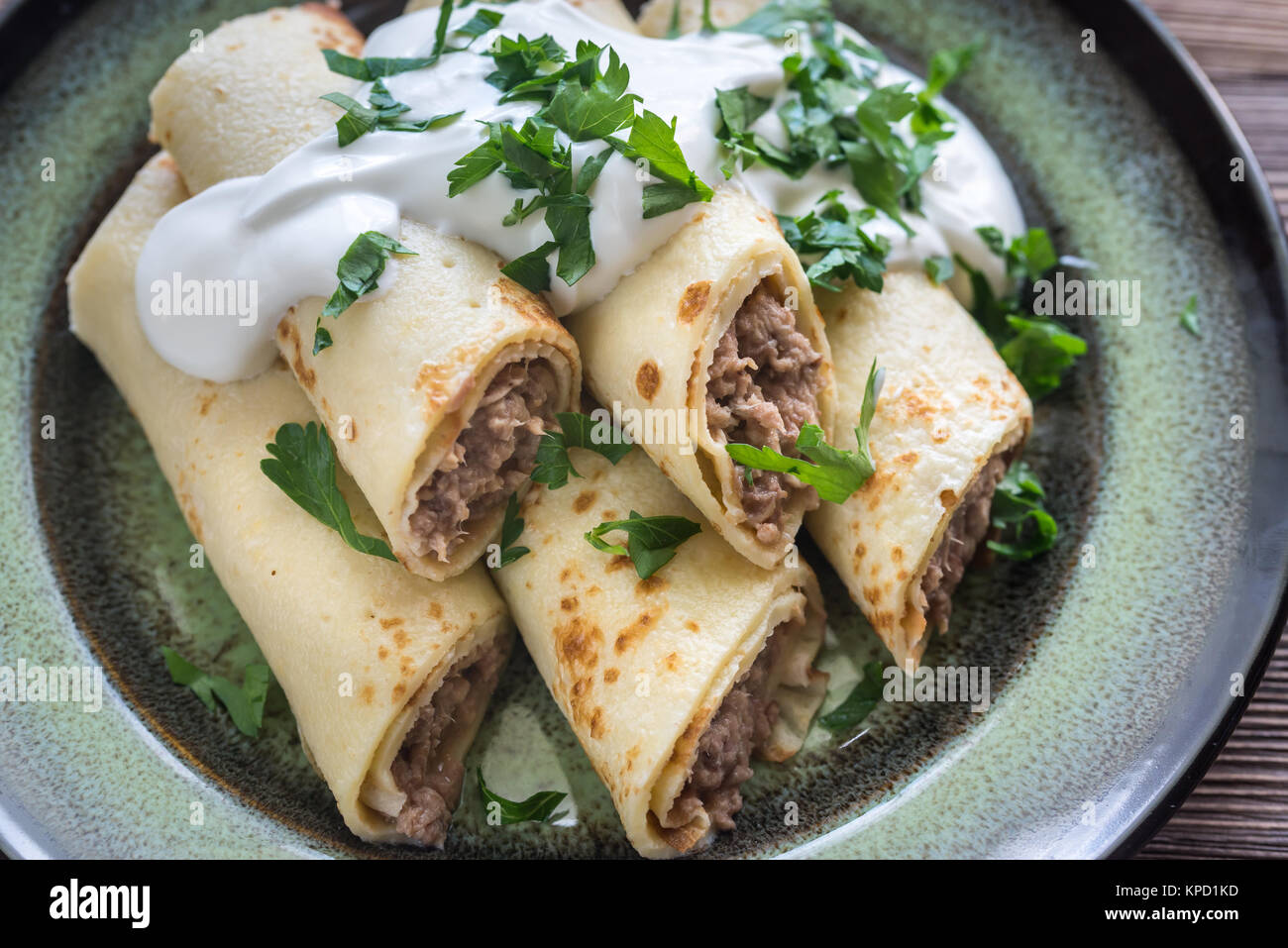 Crepes with tuna Stock Photo - Alamy