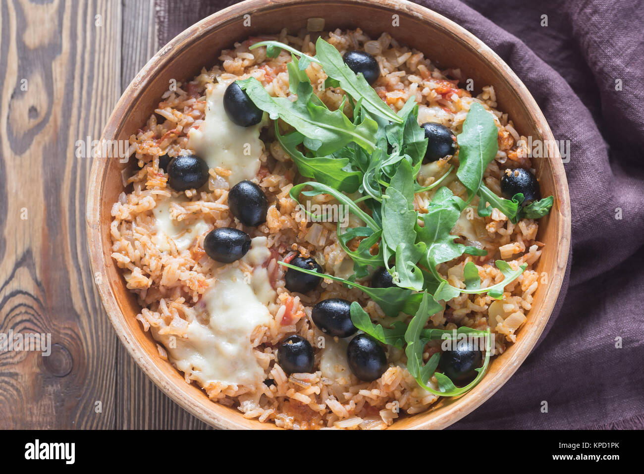 Bowl of tomato, olive and mozzarella rice Stock Photo - Alamy