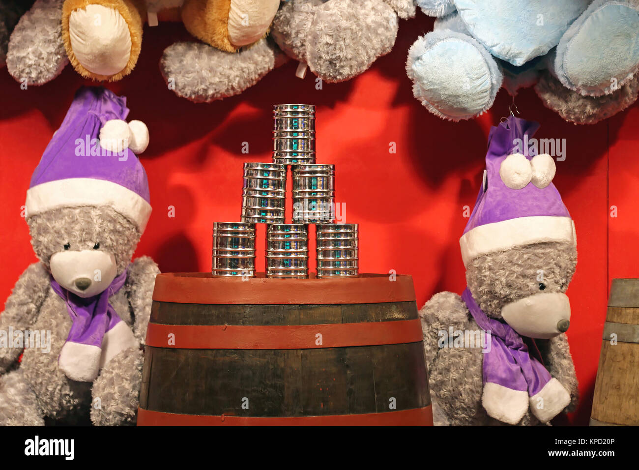 Knocking Cans at Fair Stock Photo - Alamy
