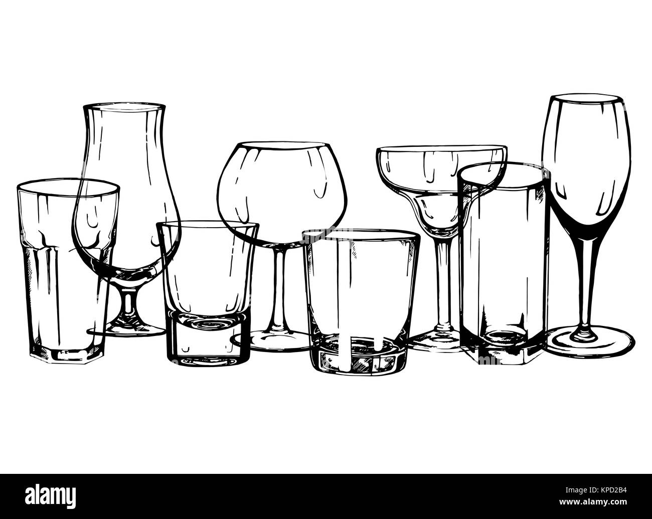 Set of hand drawn sketch style glasses. Vector illustration isolated on ...