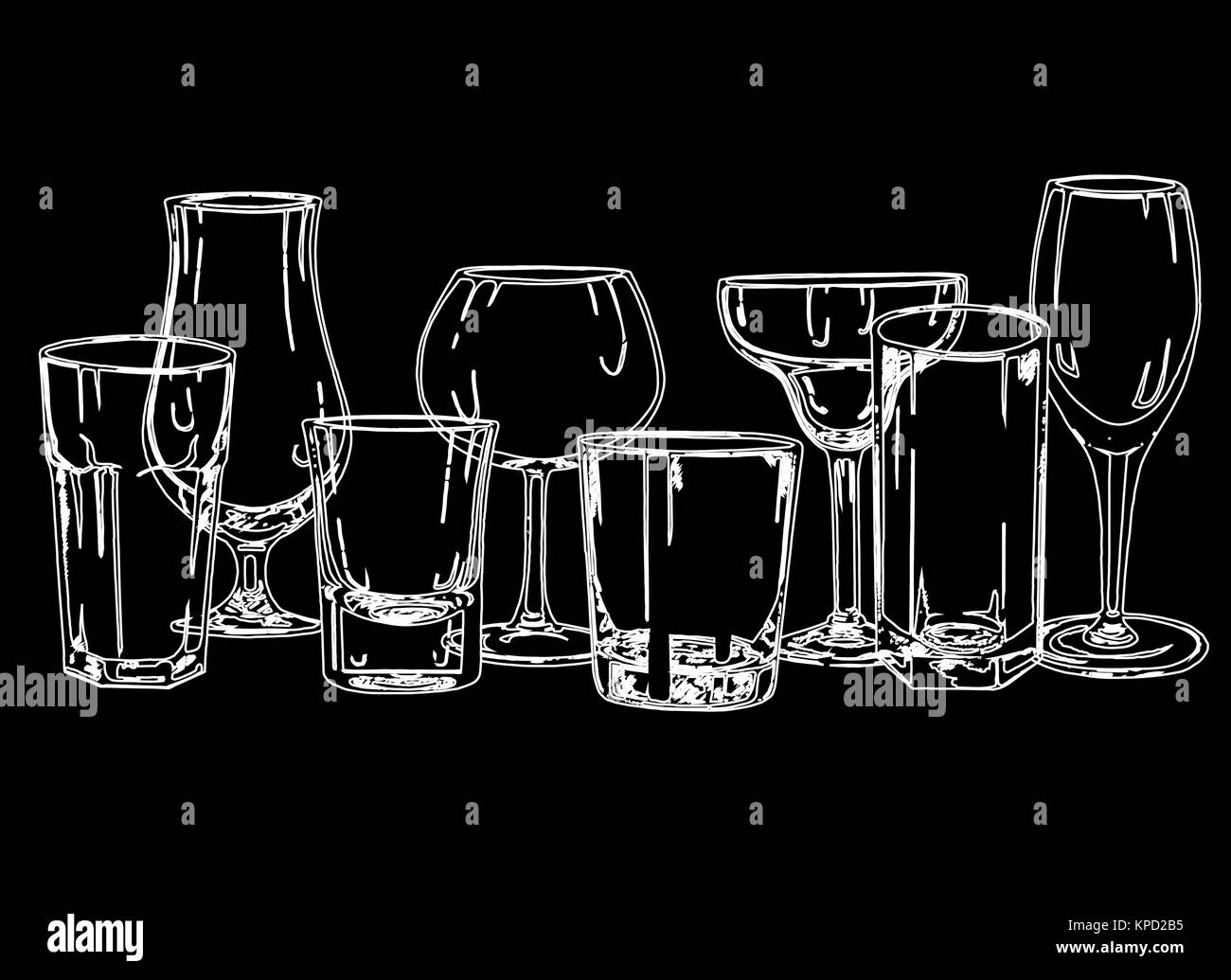 Set of hand drawn sketch style glasses. Vector illustration isolated on ...
