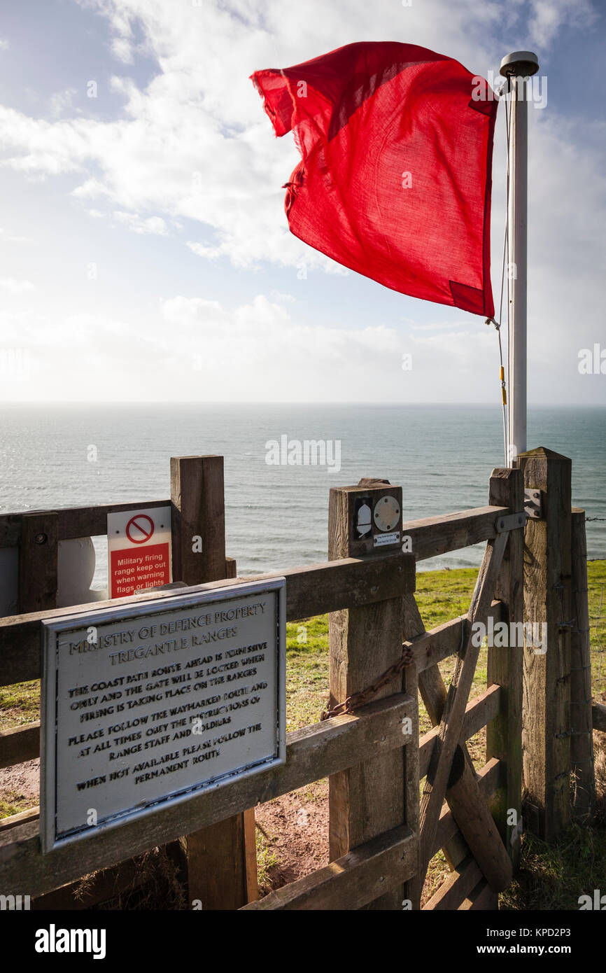 Red flag flying to warn of the potential danger from the Tregantle ...