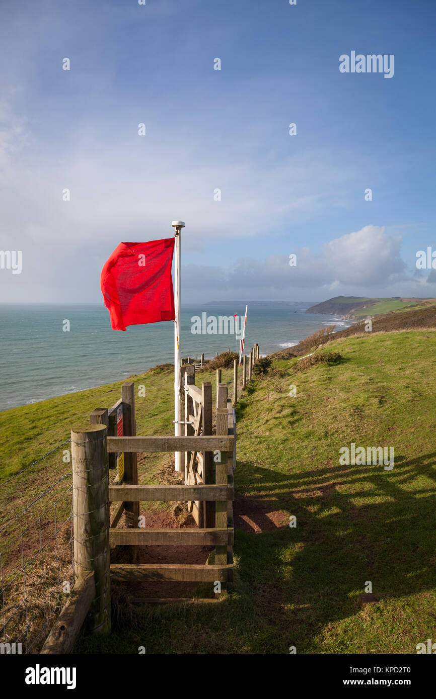 Red flag flying to warn of the potential danger from the Tregantle ...