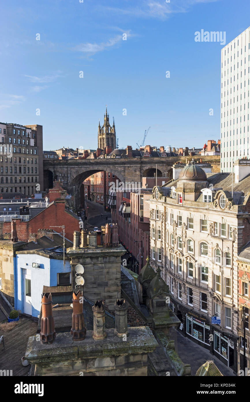 Architecture of Newcastle upon Tyne, UK from old chimney pots and the ...