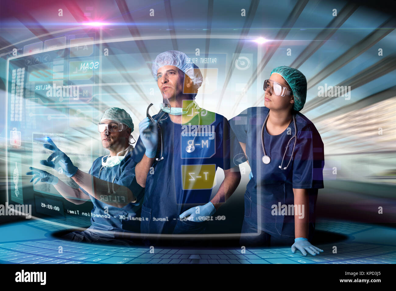 Doctor's team with screens Stock Photo - Alamy