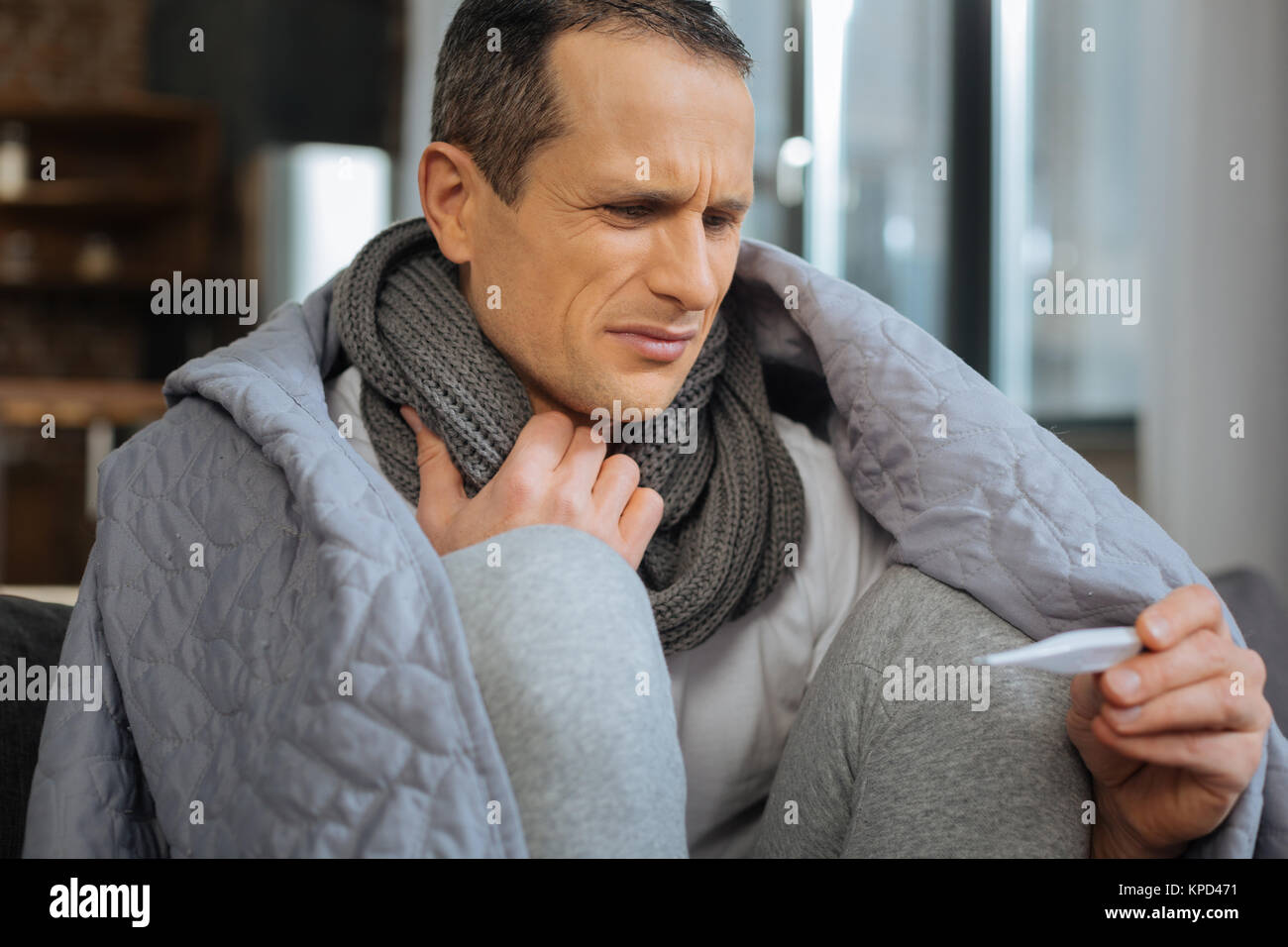 Portrait of serious brunette that being sick Stock Photo - Alamy