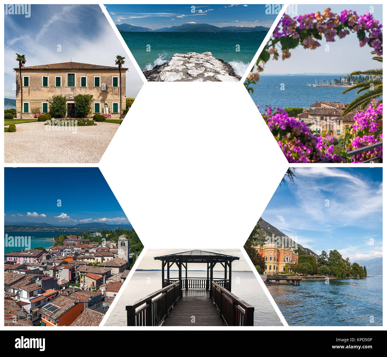 The collage from views of Lake Garda Stock Photo - Alamy