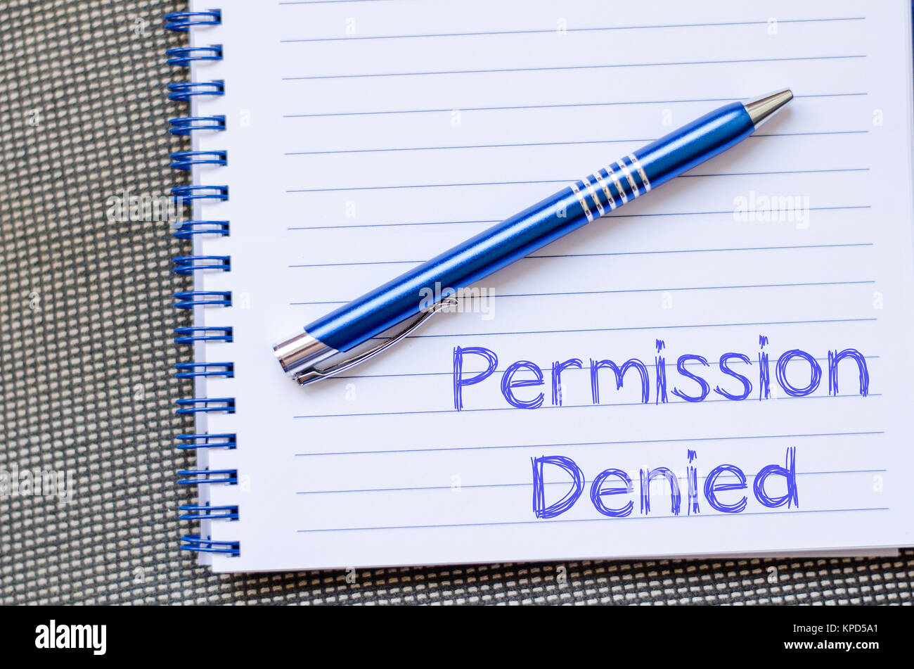 Permission denied write on notebook Stock Photo - Alamy