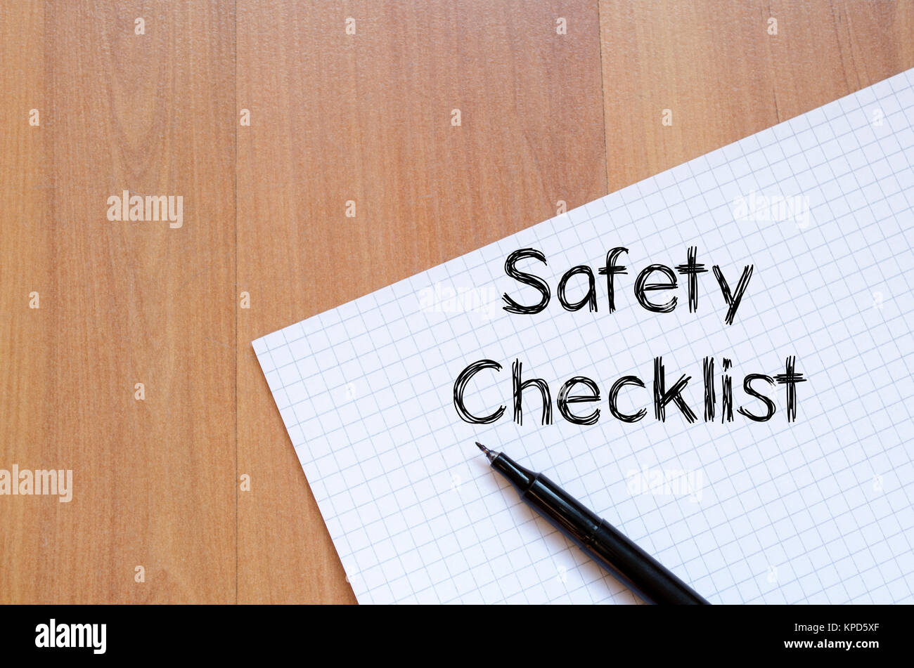 Safety checklist write on notebook Stock Photo - Alamy