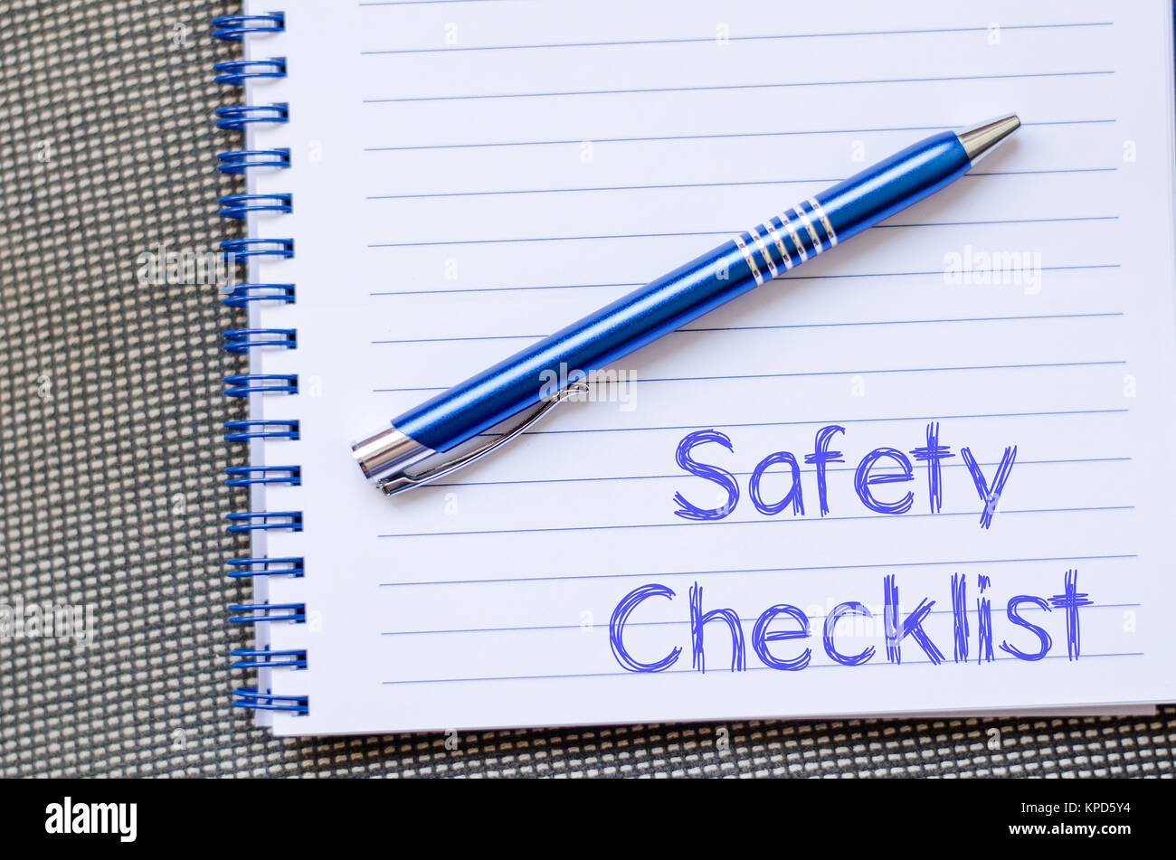 Safety checklist write on notebook Stock Photo - Alamy