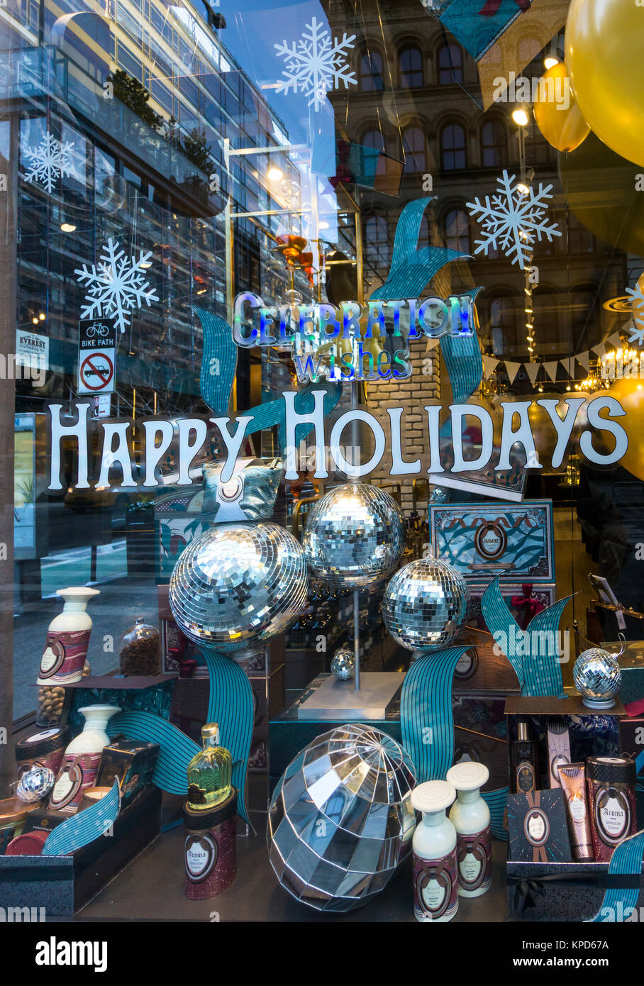 Holiday display in a shop window in SoHo, New York City Stock Photo - Alamy
