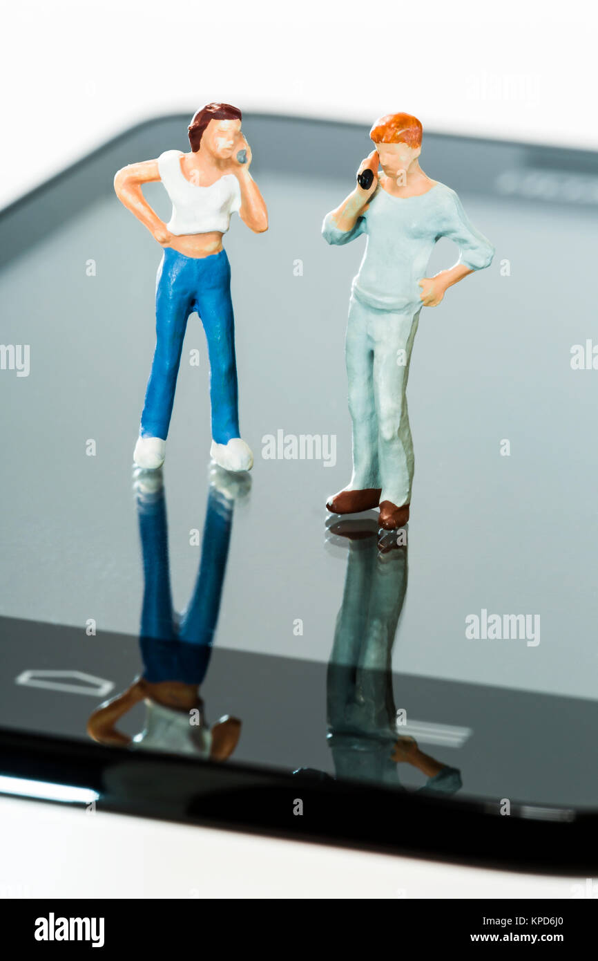 Calling figures on a smartphone portrait format Stock Photo - Alamy