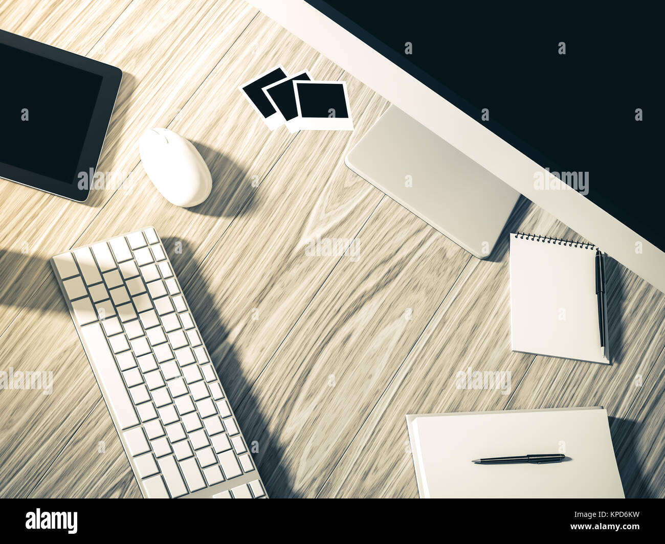 High angle view of a setting table of business workplace Stock Photo ...