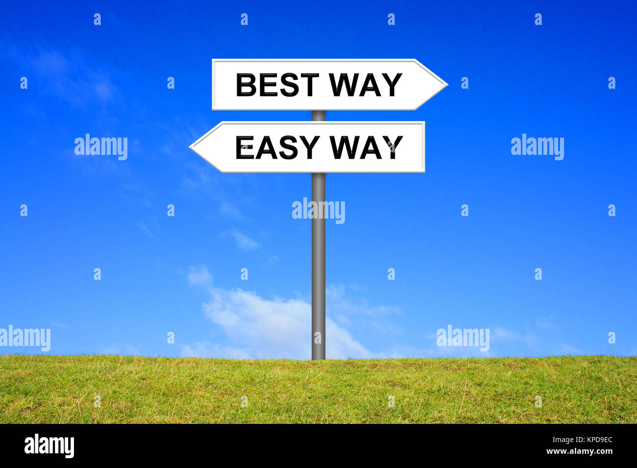 sign signpost shows best way or easy way Stock Photo - Alamy