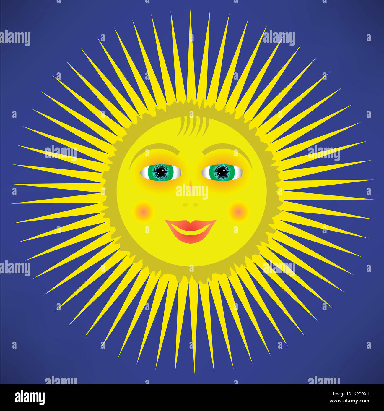 Yellow Cartoon Sun Icon Stock Photo - Alamy