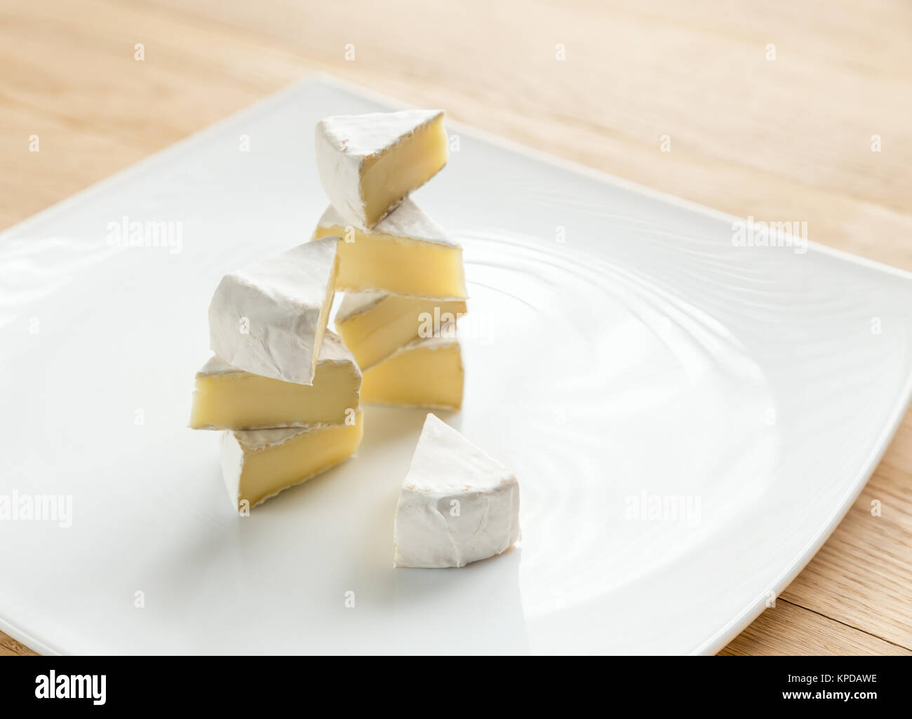 Slices of Camembert on the plate Stock Photo - Alamy
