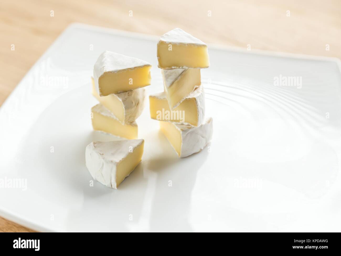 Slices of Camembert on the plate Stock Photo - Alamy