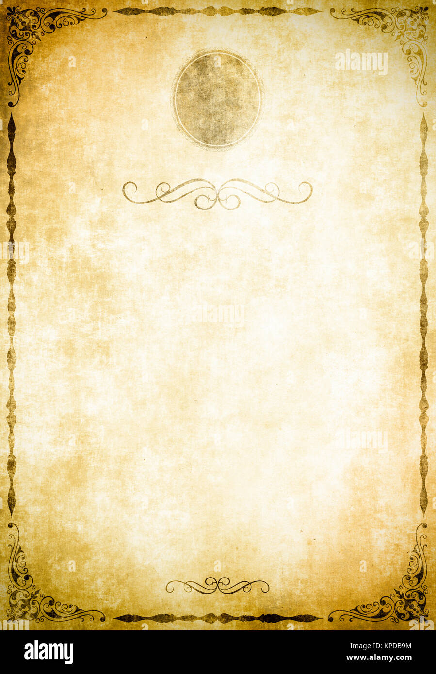 Old grunge paper backdrop with decorative old-fashioned border Stock ...