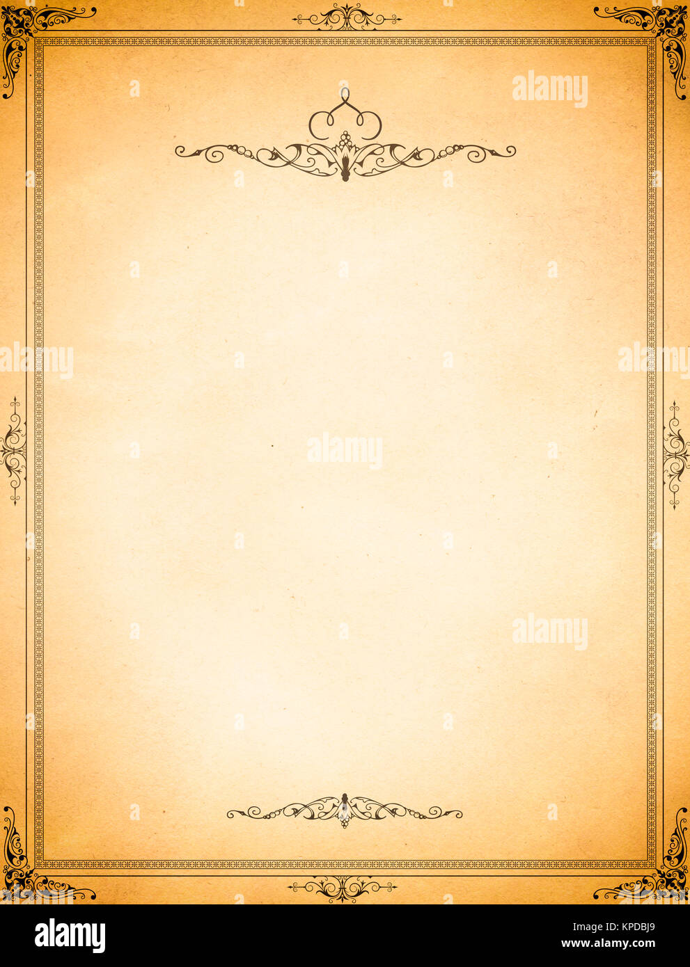 Old grunge paper background and decorative old-fashioned border Stock Photo - Alamy