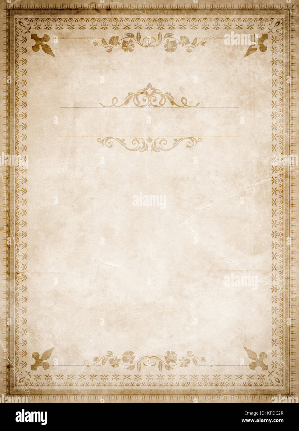 Aging paper background with decorative old-fashioned border Stock Photo - Alamy